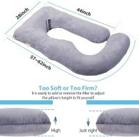 China Grey Velvet Cover J Shaped Full Body Pregnancy Pillow for Home Decor Sofa Cushion for sale
