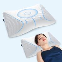 China Square Cervical Neck Pillows for Pain Relief Sleeping Ergonomic Built-in Neck Roll and Hollow Design for sale