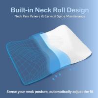 China Square Cervical Neck Pillows for Pain Relief Sleeping Ergonomic Built-in Neck Roll and Hollow Design for sale