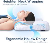 China Square Cervical Neck Pillows for Pain Relief Sleeping Ergonomic Built-in Neck Roll and Hollow Design for sale