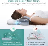 China 100% Polyester Neck Pillow for Neck Pain Relief Woven Orthopedic Contour Support Pillows for sale