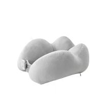 China Colorful Custom U-Shape Memory Foam Neck Pillow With Head Hood for Comfortable Travel for sale