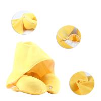 China Colorful Custom U-Shape Memory Foam Neck Pillow With Head Hood for Comfortable Travel for sale