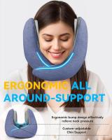 China Comfortable Airplane Travel Memory Foam Neck Pillow with Noise Canceling Earmuffs for sale