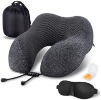 China Knitted Luxury Memory Foam Neck Pillow for Airplane and Car Travel OEM ODM Acceptable for sale