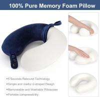 China Cotton Memory Foam U-shape Neck Support Pillow with Eye Mask Relieve Neck Pain on Flights Cars and at Work Comfortable Design for sale
