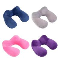 China ODM/OEM Acceptable U-shape Inflatable Neck Pillow for Airplane Travel Earplugs Included for sale