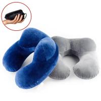 China ODM/OEM Acceptable U-shape Inflatable Neck Pillow for Airplane Travel Earplugs Included for sale