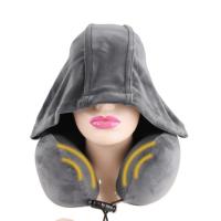 China Travelling Airplane Memory Foam U Shaped Pillow with Hat Sustainable Fashion Style for sale