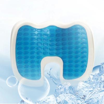 China Embroidery Logo Comfortable Orthopedic Memory Foam Office Car Cool Gel Seat Cushion for sale