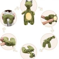 China Reversible Dinosaur Plush 2-in-1 U-Shape Travel Neck Pillow for Neck and Head Support for sale