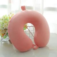 China Ultra-soft Velvet Cover Slow Rebound Memory Foam Travel Neck Pillow with Cooling for sale