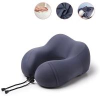 China Cool Ice Silk Comfortable Travel Portable Memory Foam Removable Washable Sleep Neck Pillow for sale