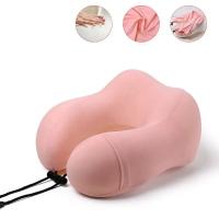 China Cool Ice Silk Comfortable Travel Portable Memory Foam Removable Washable Sleep Neck Pillow for sale