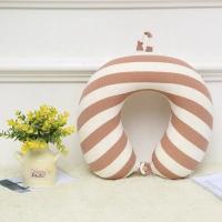 China Cotton Stripe Design U-Shape Memory Foam Travel Pillow for Home Office Travel 30*30*8cm for sale