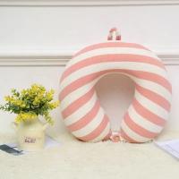 China Cotton Stripe Design U-Shape Memory Foam Travel Pillow for Home Office Travel 30*30*8cm for sale