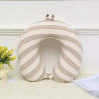 China Cotton Stripe Design U-Shape Memory Foam Travel Pillow for Home Office Travel 30*30*8cm for sale