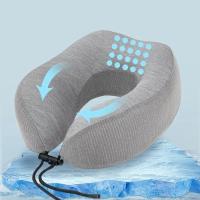 China Portable U-Shape Memory Foam Travel Neck Pillow for Airplanes Hot Ice Silk Cool Travel for sale