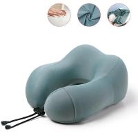 China Comfortable Cool Ice Silk Memory Foam Travel Neck Pillow with Removable Washable Cover for sale