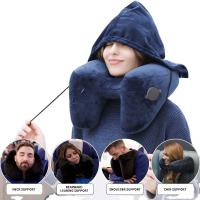 China U Shaped Neck Support Travel Memory Foam Inflatable Comfortable Airplane Neck Pillow for sale