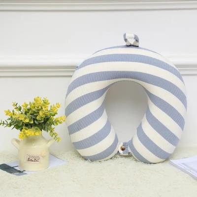 China Cotton Stripe Design U-Shape Memory Foam Travel Pillow for Home office travel Comfort for sale