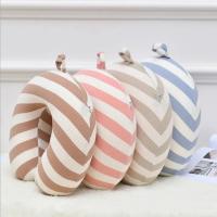 China Cotton Stripe Design U-Shape Memory Foam Travel Pillow for Home office travel Comfort for sale