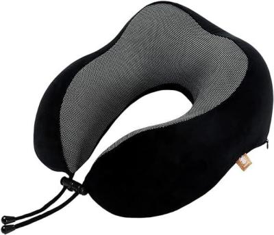 China Washable Memory Foam Travel Pillow with 360-Degree Head Support and Storage Bag Black for sale