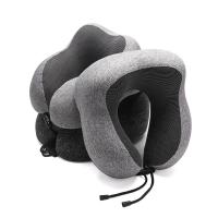 China Washable Memory Foam Travel Pillow with 360-Degree Head Support and Storage Bag Black for sale