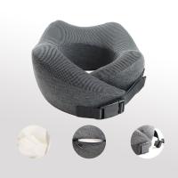 China 100% Cotton Magnetic Memory Foam U-shaped Neck Pillow for Aircraft Travel Camping for sale