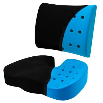 China Removable and Washable Gel Memory Foam Orthopedic Seat Cushion Lumbar Support Pillow Set for sale