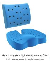 China Removable and Washable Gel Memory Foam Orthopedic Seat Cushion Lumbar Support Pillow Set for sale