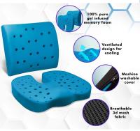 China Removable and Washable Gel Memory Foam Orthopedic Seat Cushion Lumbar Support Pillow Set for sale