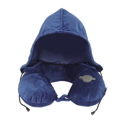 China 43*27*9cm PORTABLE U-shaped Neck Pillow with Hood Your Travel and Office Lunch Companion for sale