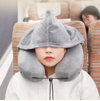 China 43*27*9cm PORTABLE U-shaped Neck Pillow with Hood Your Travel and Office Lunch Companion for sale