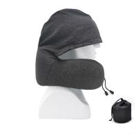 China PORTABLE U-shaped Travel Neck Pillow with Hood Breathable High Density Neck Cushion for sale