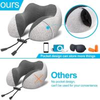 China Holiday 2023 Custom Portable U-Shaped Travel Neck Pillow Slow Rebound Space Memory Foam Airplane Neck Cushion for sale