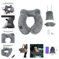 China Foldable U-Shape Inflatable Travel Pillow Portable Office Lunch Air Cushion TPU Neck Support for sale