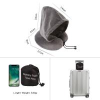 China Customized PU U Shaped Hoodie Travel Pillow with Memory Foam Neck and Shoulder Support for sale