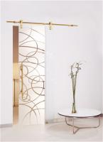 China Custom Drawing Frosted Glass Sliding Door Primed Barn With Hardware Kit for sale