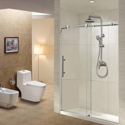 China Singal Sliding Frameless Shower Screen Hotel 10mm Glass Door for sale