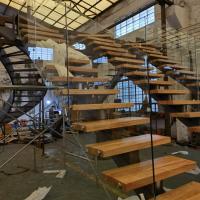 China Flat Curved Tempered Stair Railing Glass Stainless Steel Glass Tread for sale