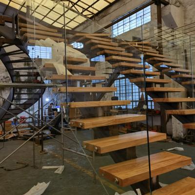 China Flat Curved Tempered Stair Railing Glass Stainless Steel Glass Tread for sale