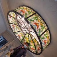 China Church Architectural Tempered Art Glass Window Panels Decorative Colored Dome Stained Glass for sale