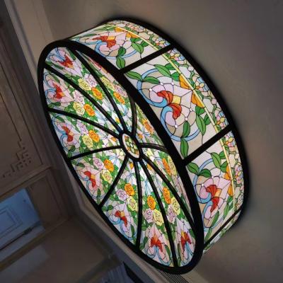 China Ceiling Decorative Colored Dome Stained Glass For Religious Settings for sale