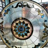 China Islam Dome Triple Glazing Tempered Stained Glass For Mosque Handmade Decorative Dome Skylight for sale