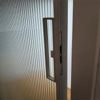 China Modern Minimalist Style Tempered Pattern Glass Door with Clean Sliding Design for sale