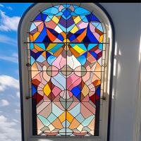 China European Elegance and Modern Design Tempered Art Stained Glass Combines Timeless Beauty with Contemporary Elements for sale