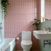 China Pink Glass Mosaic — Slim Strip & Finger Mosaic Wall Tile Collection for sale