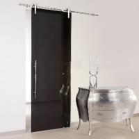 China Sliding Tempered Glass Door OEM With Matte Black Steel Frame for sale