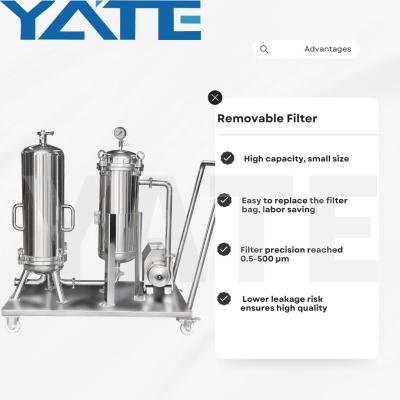 China SS304 Mobile Bag Filter Housing for Honey Filtration - 0.5-500 Micron Precision, 40 m³/h Flow Capacity for sale